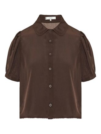 Frame Denim blouse boutonnée à manches bouffantes - Marron