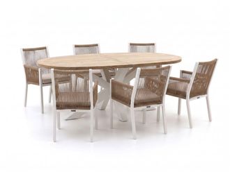 Manifesto Furniture Manifesto Rivola/ROUGH-Y Ellips 200cm dining tuinset 7-delig