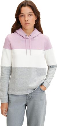 Tom Tailor Damen Hoodie mit Streifen 1034348, 28995 - Soft Mauve, XL