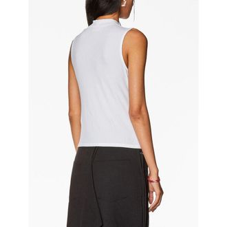 Diesel Mock Neck with Embroidered Logo Tank Top - White
