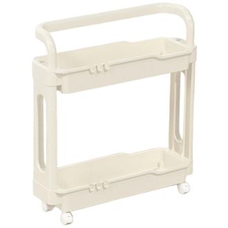 Generic Schmaler Rollwagen 13,6cm PP-Kunststoff mit Universalrädern Badezimmer-Organizer Rollwagen für Küche, Bad, Wäsche und Enge Stellen(White,43 * 13.6 * 5