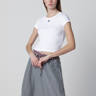 Vivienne Westwood Wei&szlig;es Crop-T-Shirt mit Orb-Logo