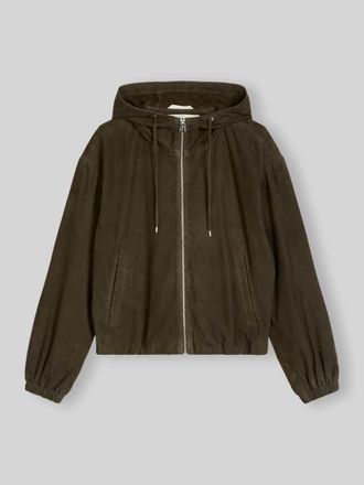 Marc O'Polo Regular Fit Lederjacke aus Ziegenvelours mit Kapuze