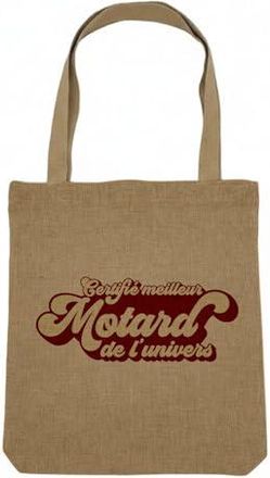 Fabulous Sac Shopping Tote Bag Aspect Lin - Certifi&eacute; meilleur Motard de lunivers Moto Cafe Racer Big Bike - Sac de Courses Toile Epaisse 360g Beige Naturel Cab