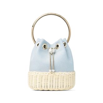 Jimmy Choo London Wicker Handle Bucket Bag