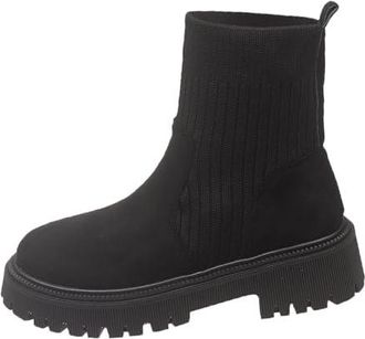 Generic Bottines Chelsea &agrave; enfiler pour femme - &Eacute;l&eacute;gantes et d&eacute;contract&eacute;es - Couleur unie - Talon &eacute;pais - Antid&eacute;rapantes - Confortables - Classiques - Pour le