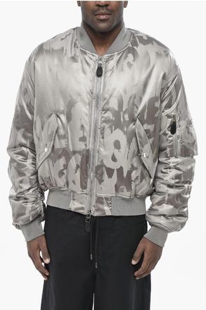 Alexander McQueen Padded Bomber With Logo Print and Sleeve Pocket size 48