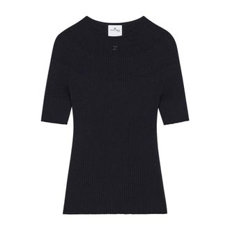 Courr&egrave;ges Solar Light Rippstrick Pullover - - Knitwear - Damen - Blau - L