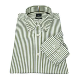 HUGO BOSS Homme, Chemises, Vert, Taille: XL Chemise Cintr&eacute;e en Coton &agrave; Rayures