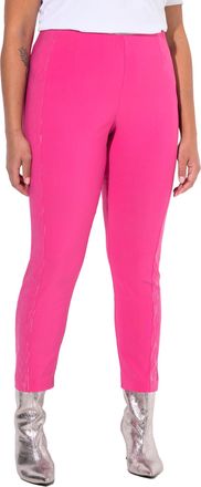 Miamoda Damen gro&szlig;e Gr&ouml;&szlig;en &Uuml;bergr&ouml;&szlig;en Plus Size Bengalin-Hose, elastischer Slim Fit, Metallic-Druck hibiskuspink 48 834011510-48