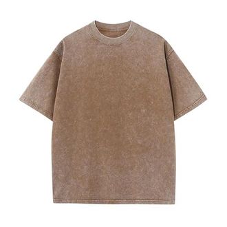 Generic Chemise d&eacute;contract&eacute;e &agrave; manches courtes pour homme - Uni - Classique - Tendance - Confortable - L&eacute;ger - Extensible - Respirant - Col rond - Pour l&eacute;t&eacute; e