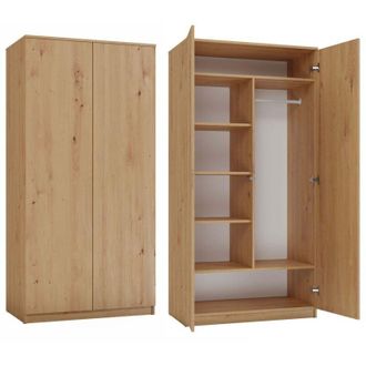 Topeshop Topeshop - Armoire Malwa SD-90 en ch&ecirc;ne artisan - 7 portes - Syst&egrave;me douverture TIP-ON - Panneau stratifi&eacute; r&eacute;sistant aux rayures et humidit&eacute;