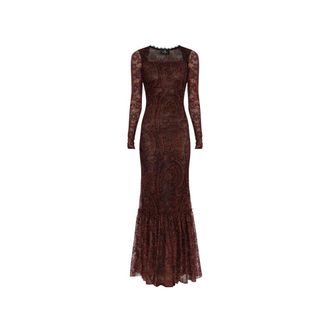 Etro Langes Jerseykleid mit floraler Spitze - - Dresses - Damen - Braun - M