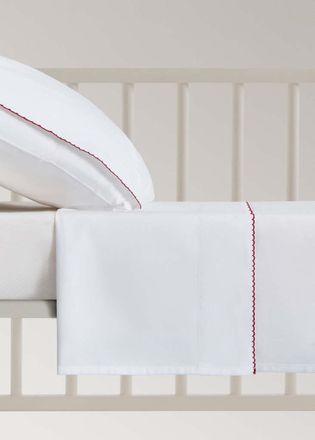 Mango Drap plat berceau percale de coton d&eacute;tail surjet&eacute; en contraste blanc - Home - 100x150cm - MANGO HOME
