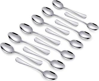 Q&A Lot de 12 Cuillères à Expresso en Acier Inoxydable, Cuillères à Café 10,4 cm (Argent)