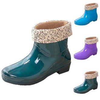 Generic Bottes de pluie courtes imperm&eacute;ables pour femme avec doublure en peluche - Chaussures de jardin antid&eacute;rapantes - Bottes de pluie l&eacute;g&egrave;res en caoutchouc