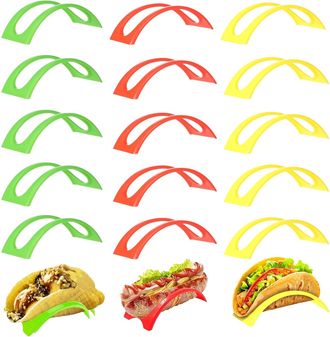 Generic Einzelner Taco Halter Inklusive St&auml;nder | 18 St&uuml;ck Tortilla Gestell,Farbiges Tortilla - F&uuml;r Dinnerpartys Familienfeiern Sommergrillen Kinoabend Buffet