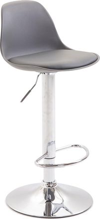 Clp Barhocker Kiel Kunststoff Mit Polsterung Und Kunstlederbezug I Drehbarer Barstuhl mit Metallgestell Und Fußstütze, Farbe:grau, Gestell Farbe:Chrom