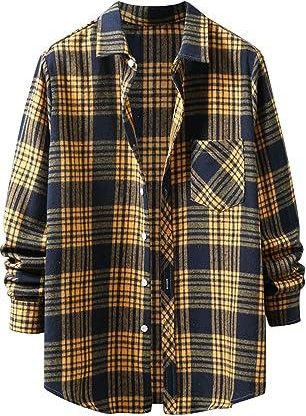 Generic DUHGBNE Veste de bûcheron pour homme - Chemise décontractée à manches longues - Chemise à carreaux - Veste cardigan pour homme - Manches longues - Che