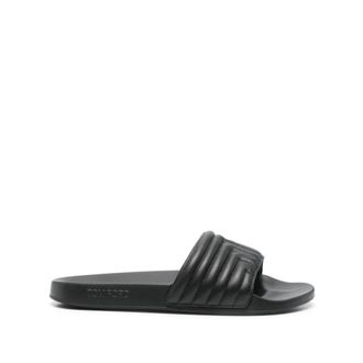 Tom Ford Schwarze Sandalen mit gepr&auml;gtem Logo aus Leder - - Shoes - Herren - Schwarzk - 40 EU