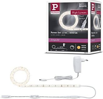 Paulmann 789.55 SimpLED Power Strip Set 1,5m Warmwei&szlig; 17W beschichtet mit Schnurdimmer 1100lm/m