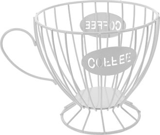 Aboofan Metallkorb Kaffeekapselhalter Iron Draht Aufbewahrungskorb Kaffee Bar Zubehör Snack Organizer Für Küche Und Robust Langlebig Weiß Elegant