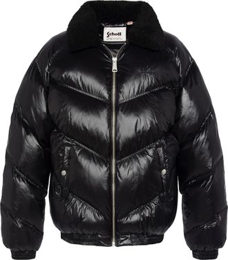 Schott NYC Herren Collin-Noir-l Daunenjacke, Schwarz, L