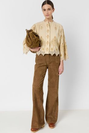 Gerard Darel Chemise &agrave; broderies anglaises - CLIANA - Sable