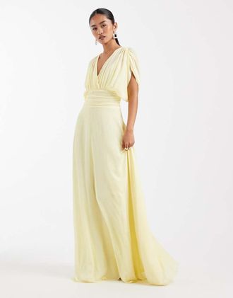 Tfnc Bridesmaid - Plissiertes Chiffon-Maxikleid in Zitronenbuttergelb