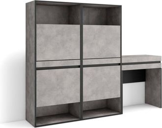 Skraut Home Skraut Home - Schuhregal, Schuhschrank, Schuhaufbewahrung, 190x145x35 cm, F&uuml;r Schlafzimmer, Zimmer, Schminktisch, Moderner Stil, Zementgrau