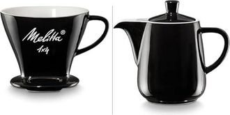 MELITTA 224425 Porzellan Filter Porzellanfilter, schwarz + 224456 Porzellan Kanne Pozellankanne, schwarz