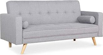Menzzo Schlafsofa, skandinavisch, Slow-Bett, Polyester, Hellgrau, 186 x 75 x 89 cm