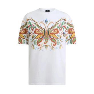 Etro Langes Baumwoll-T-Shirt mit Paisleymotiv-Print - - Tops - Damen - Wei&szlig; - L