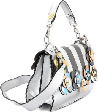 Fendi Flowerland Kan I Bag Embellished Leather Medium shoulder bag - Grau