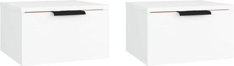 vidaXL Lot de 2 Tables de chevet murales,Tables dappoint Blanc 34x30x20 cm Vidaxl Vidaxl