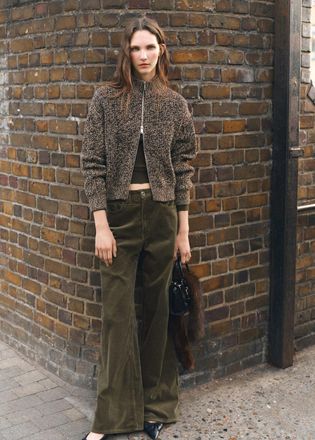 Mango Wide-Leg-Cord-Jeans khaki - Damen - 34 - MANGO