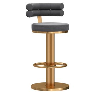 Generic 360&deg; drehbarer Barhocker, Barhocker mit R&uuml;cken- und Fu&szlig;st&uuml;tze, Abgerundeter mechanischer H&ouml;henverstell-Tresenhocker