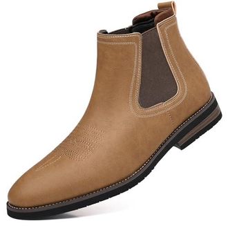 Dadawen Bottine Chelsea en Cuir Confortable Classiques Homme Ankle Boots/Bottes pour R&eacute;union Travail - Brun 44