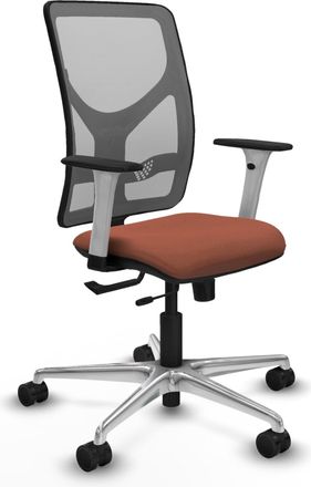 Piqueras y Crespo Schreibtischstuhl aus braunem Motilla mit wei&szlig;en und schwarzen Armlehnen, h&ouml;henverstellbare Lendenwirbelst&uuml;tze, ausgestattet mit Syncro/Traslack und S