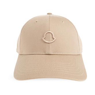 Moncler Femme, Accessoires, Beige, Taille: ONE Size Logo Cotton Gabardine Baseball Cap