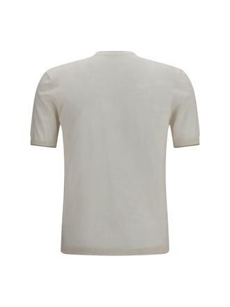 Brooksfield Mens Short-Sleeved Linen Blend Shirt Offwhite Linen; Polyester T-Shirts And Polos