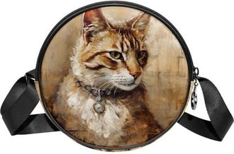 Generic Petit sac &agrave; bandouli&egrave;re rond pour femme, petit sac &agrave; bandouli&egrave;re avec fermeture &eacute;clair et bretelles r&eacute;glables style d&eacute;contract&eacute; pour femmes et filles