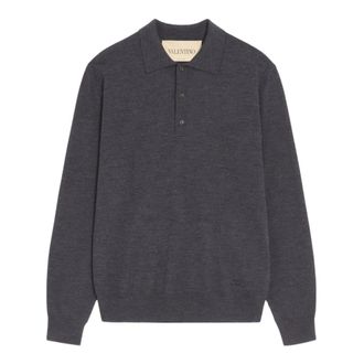 Valentino Woll-Polo mit VLogo-Stickerei - - Tops - Herren - Grau - XL