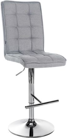 Clp Barhocker Peking Stoff I H&ouml;henverstellbarer Tresenhocker Mit R&uuml;ckenlehne Und Fu&szlig;st&uuml;tze, Farbe:hellgrau, Gestell Farbe:Chrom