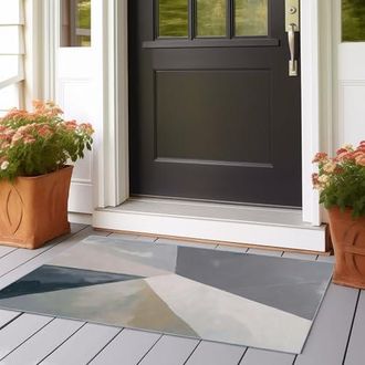 Generic Multicolore Lavable en Machine Tapis Salon Minimaliste Moderne g&eacute;om&eacute;trique, 140 x 200 cm Doux Tapis de Sol Pelucheux Dessous Antid&eacute;rapant, Entree Inte