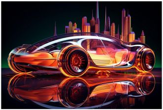 Wallario K&uuml;chenr&uuml;ckwand aus Glas 90 x 60 cm, Motiv: Neon-Speedster | Spritzschutz abwischbar & pflegeleicht