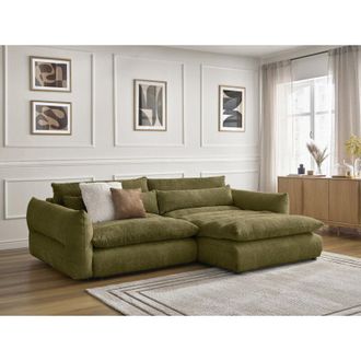 BOBOCHIC Canap&eacute; dangle fixe NEIL tissu textur&eacute; Angle droit Vert