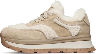 Loriblu Femme, Chaussures, Beige, Taille: 39 EU Faux Fur Lined Baskets