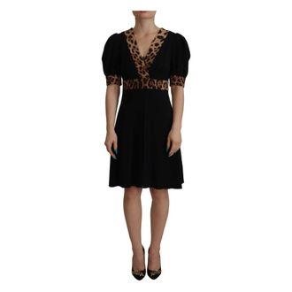 Dolce & Gabbana Elegantes Schwarzes A-Linien-Kleid mit V-Ausschnitt - - Dresses - Damen - Schwarzk - XS