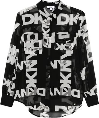 DKNY Dkny, Femme, Blouses et Chemises, Noir, Taille: 42 FR Logo Print Shirt